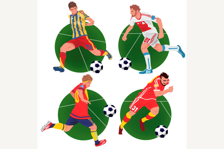 Set of stickers with soccer players, an Illustration by Alex and Aris