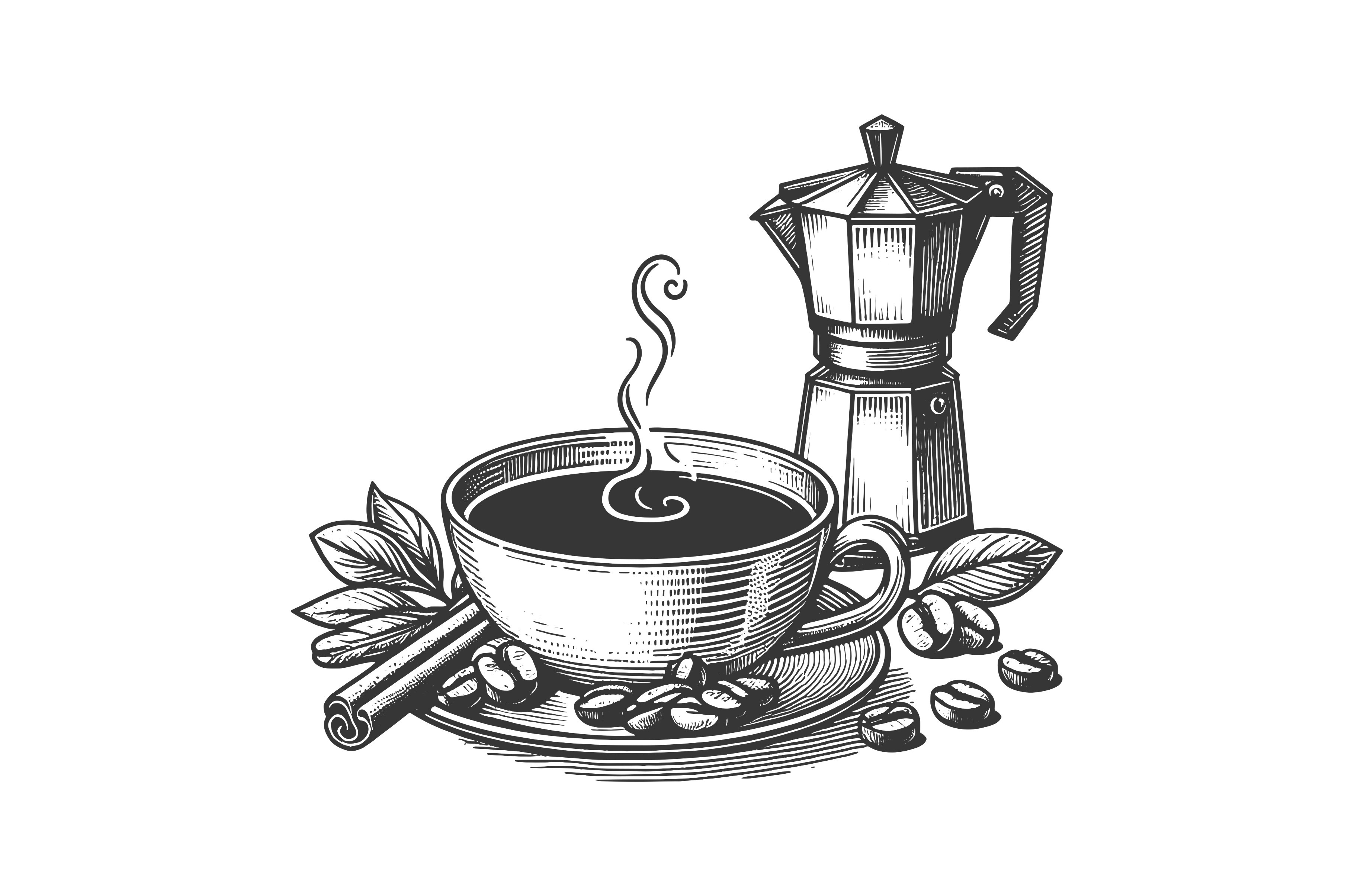 Vintage Style Engraved Coffee, a Food Illustration by AlexArt