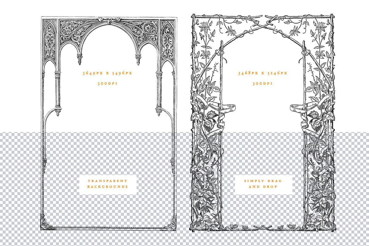 75 Vintage Ornate Borders, an Object Graphic by Century Library