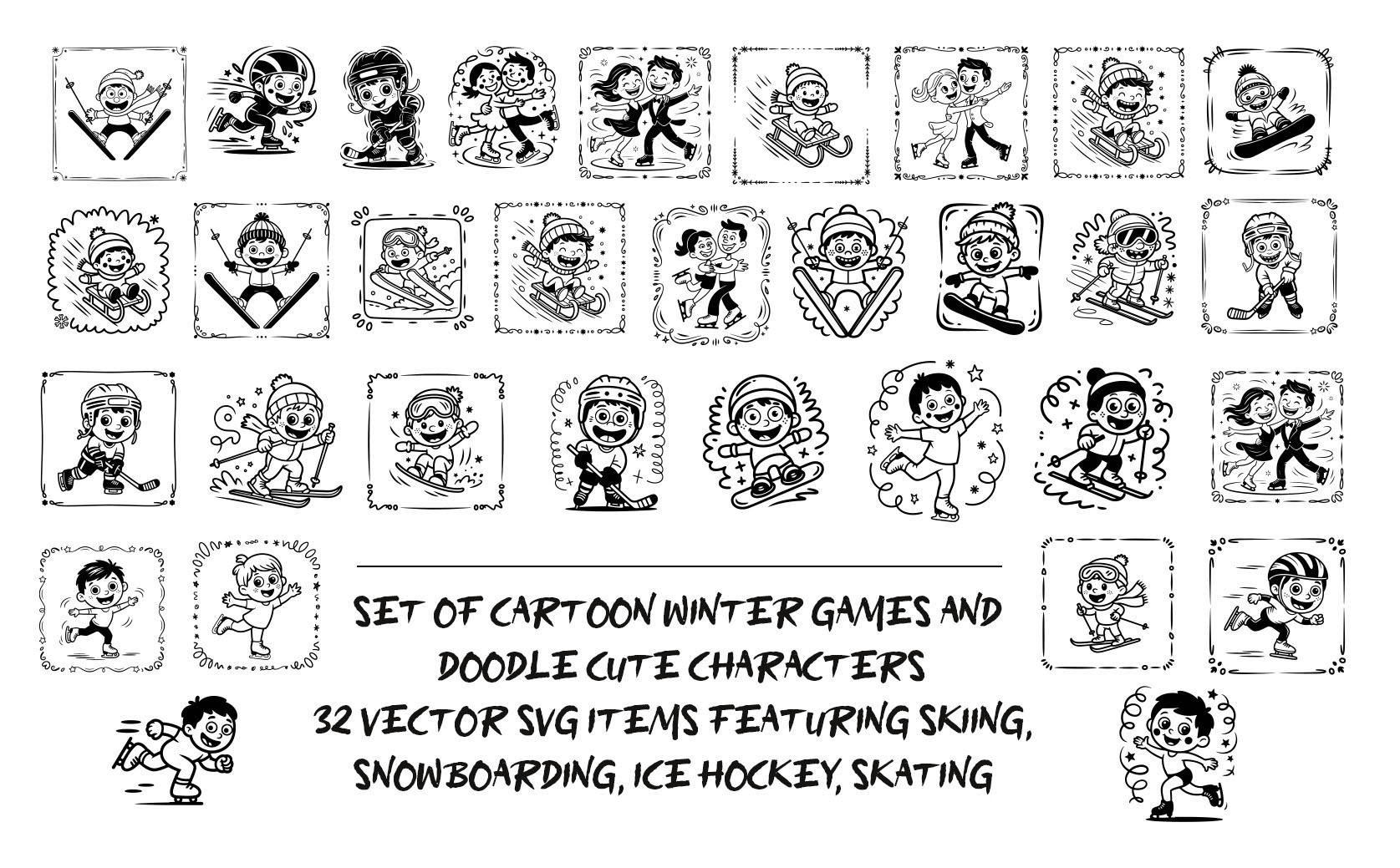 Set of cartoon winter games, a Person Illustration by SketchArtStudio