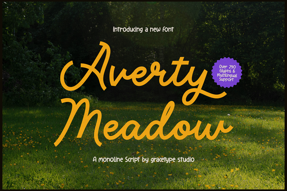 Averty Meadow | Monoline Script, a Script Font by gracetype_studio