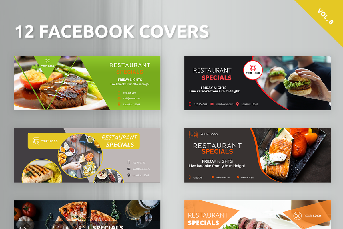 12 Facebook Covers, a Social Media Template by Creatricks