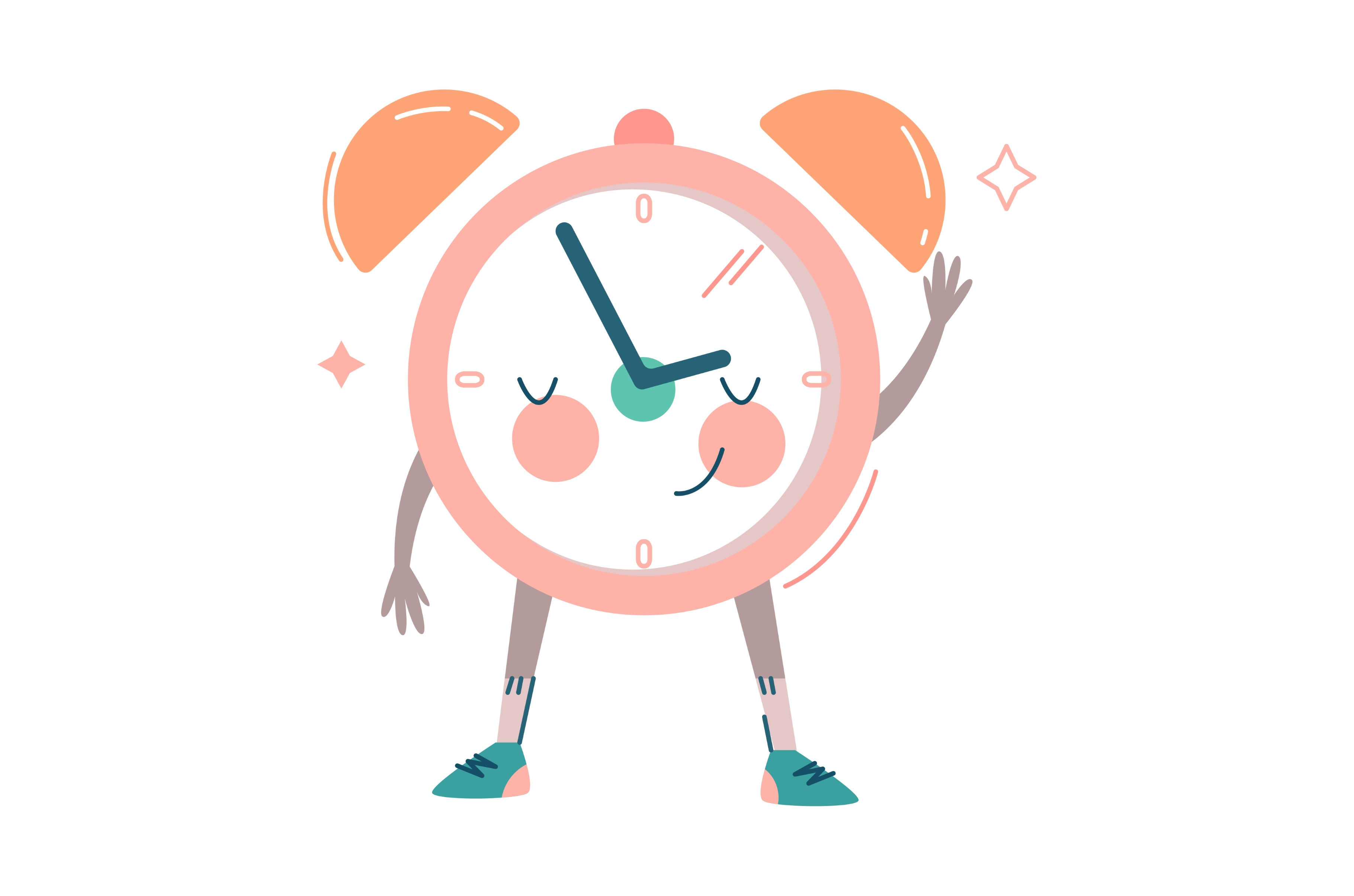 Funny Clock Character with Smiling | Graphic Objects ~ Creative Market