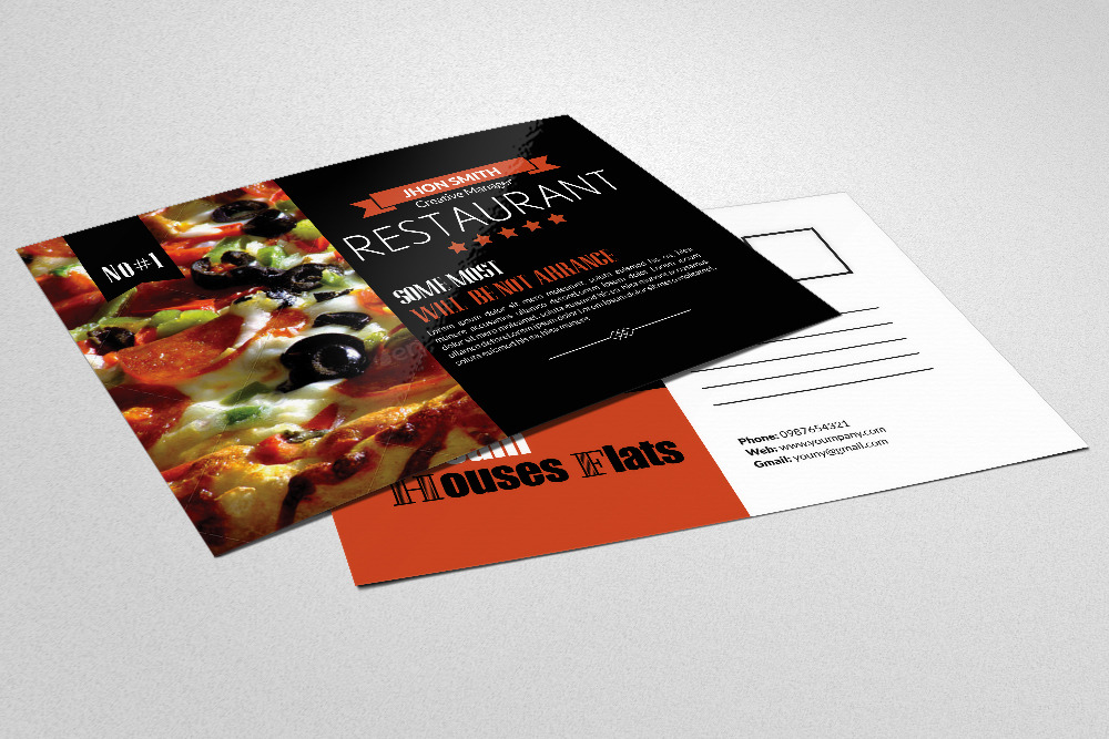 Restaurant Post Cards Template, a Card Template by Business Flyers