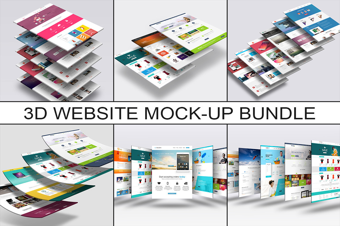 3D Website Mock-Up Bundle V1, an iPhone Mockup by Graphicsworld125