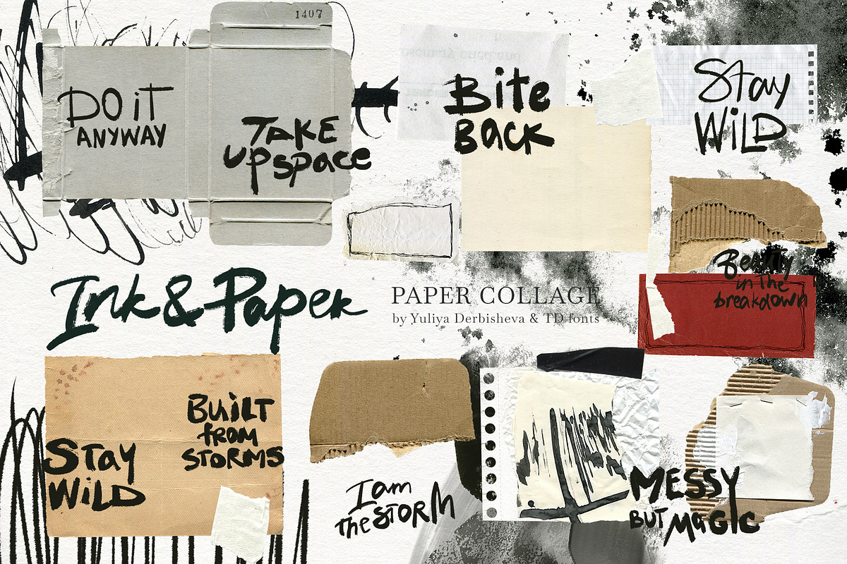 Ink & Paper Collage Mixed Media scraps