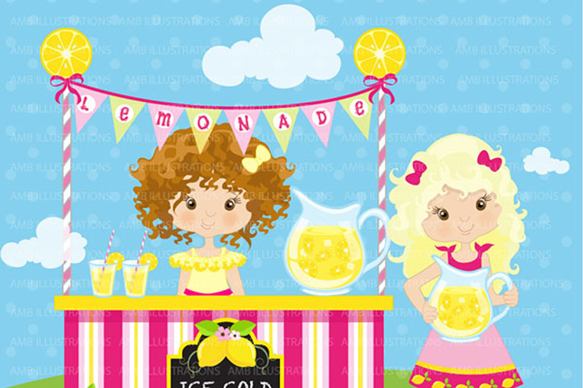 Lemonade stand clipart AMB-890, an Illustration by AMBillustrations