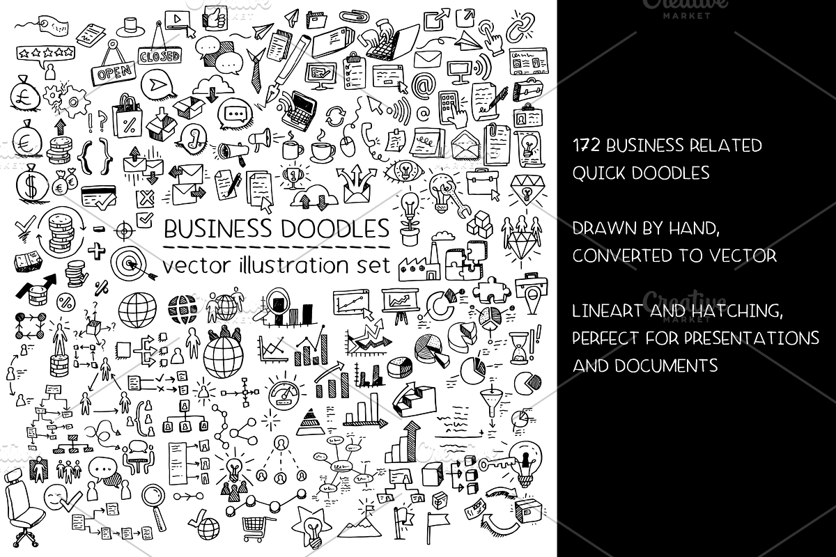 Business doodles - illustration set | Creative Market