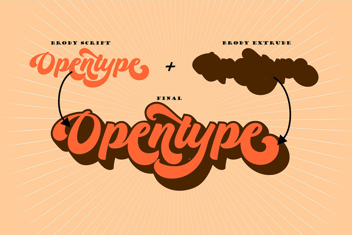 Brody Script & Extrude, a Script Font by joelmaker