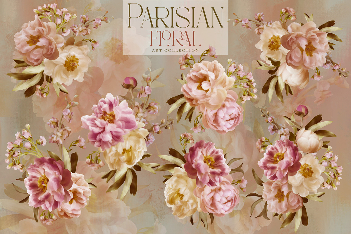 Parisian Floral Art Collection, a Decorative Illustration by Eclectic ...
