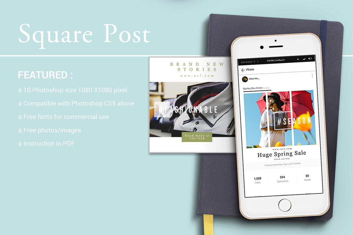 TIME Instagram Post, a Social Media Template by dePanda