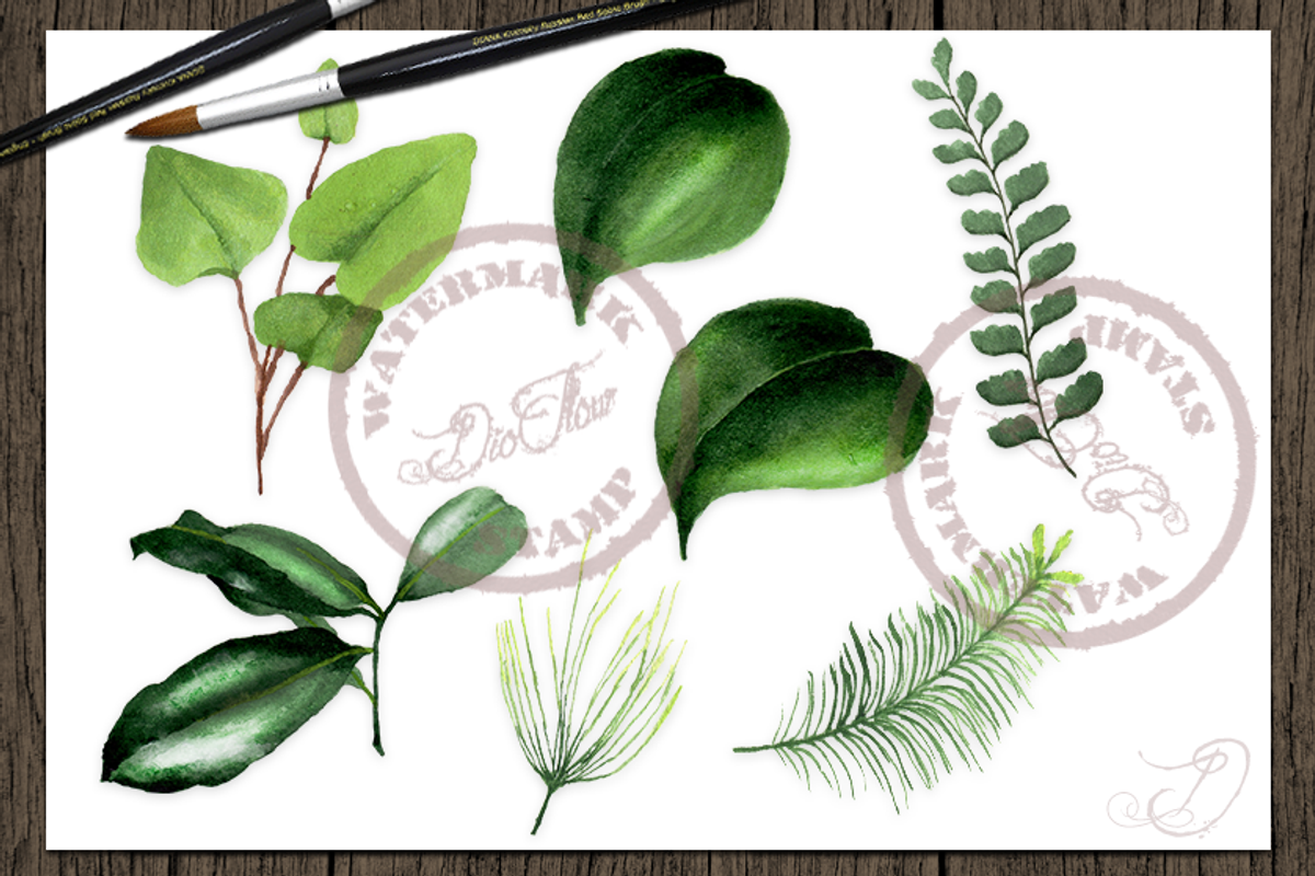 Tropical Leaves Watercolor Clip Art, a Decorative Illustration by DioFlow