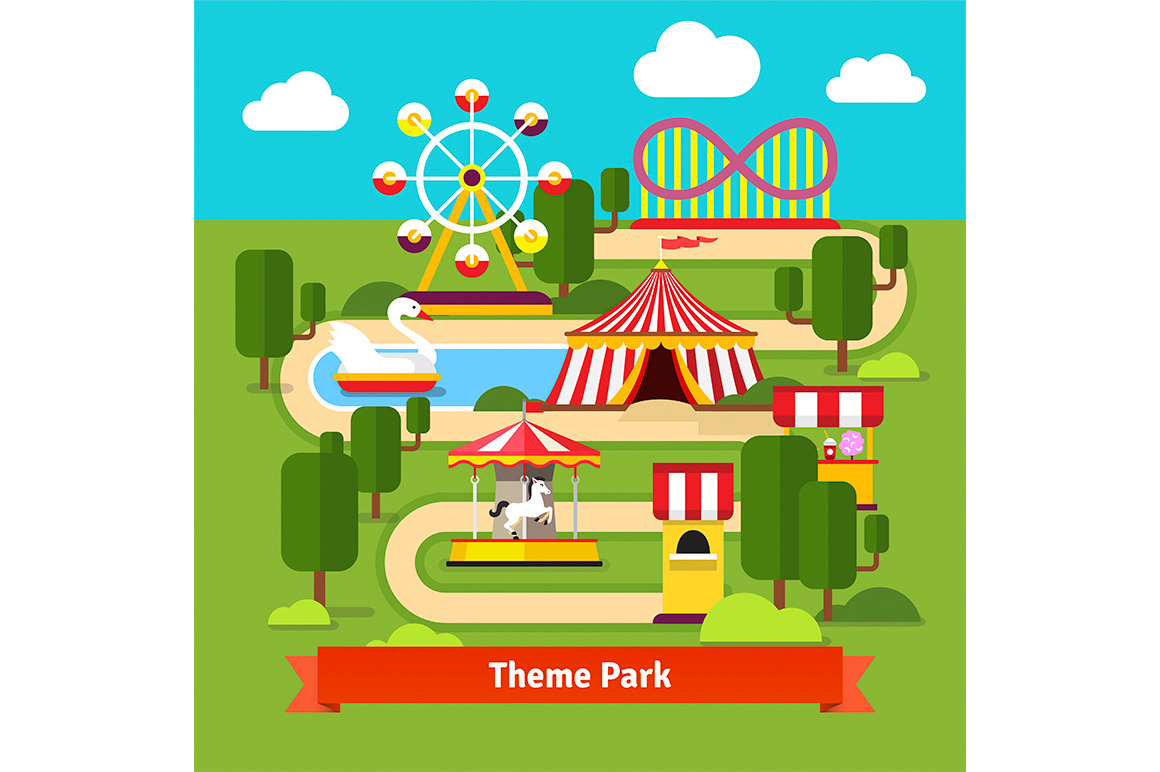 Amusement park map, a Work Illustration by Iconicbestiary