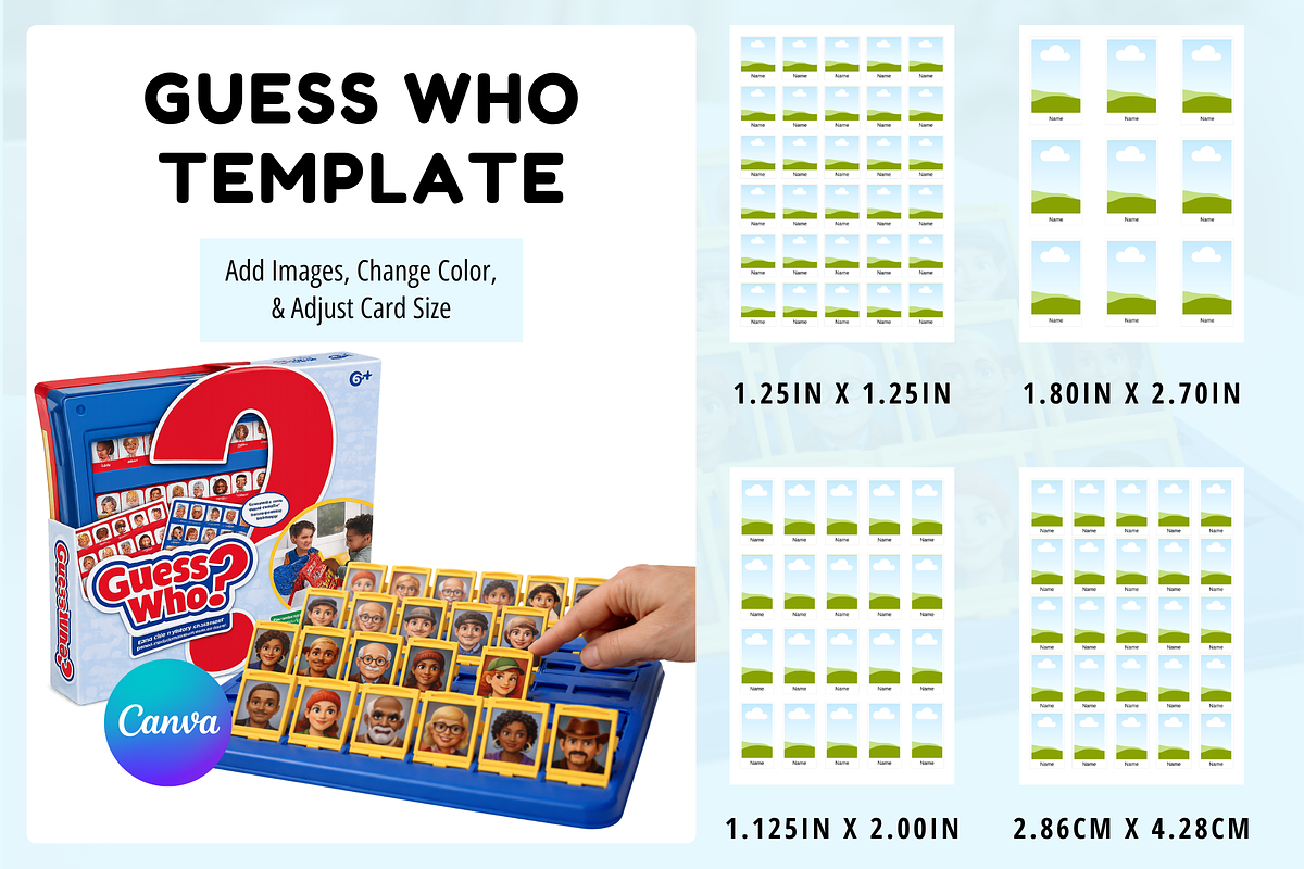 Guess Who Board Game Canva Editable Template