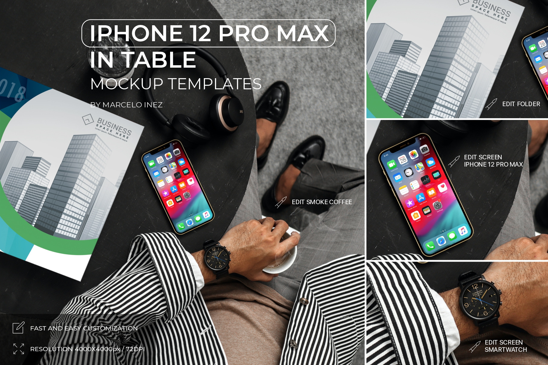 iPhone 12 Pro Max in Table Mockup