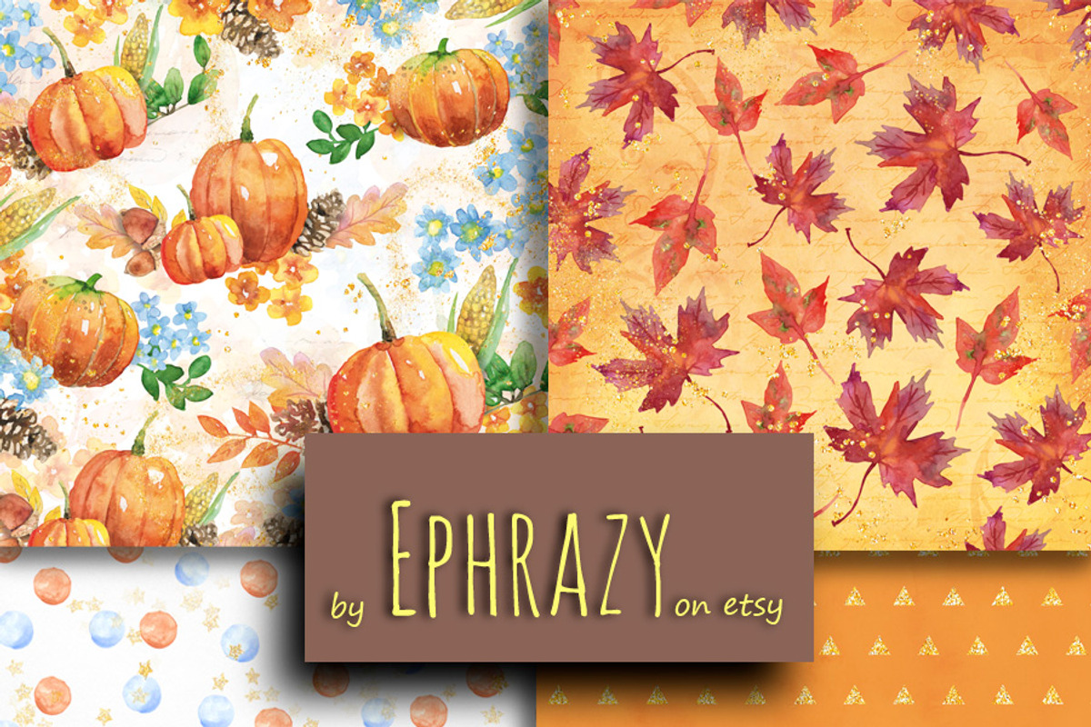 Fall Autumn clipart set paper, an Illustration by EphrazyGraphics