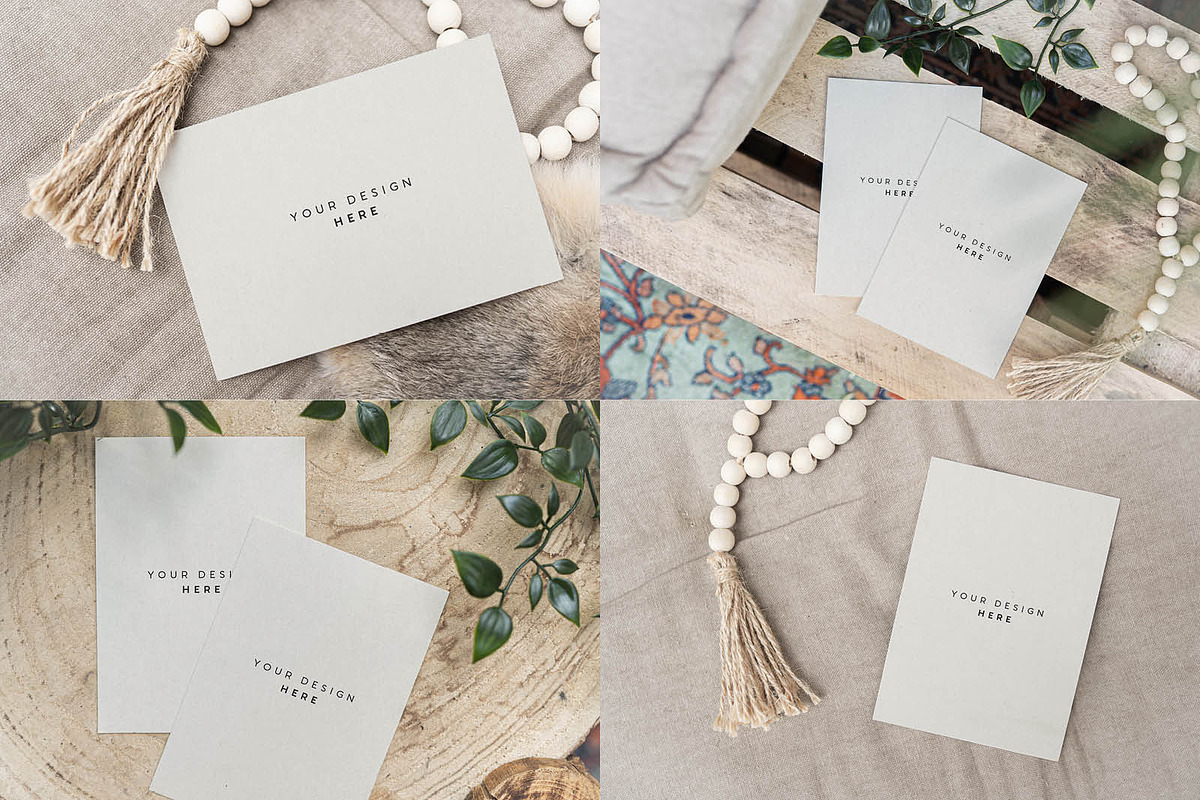 Card Mockup Bundle Boho, a Print Template by Esther van Helmont
