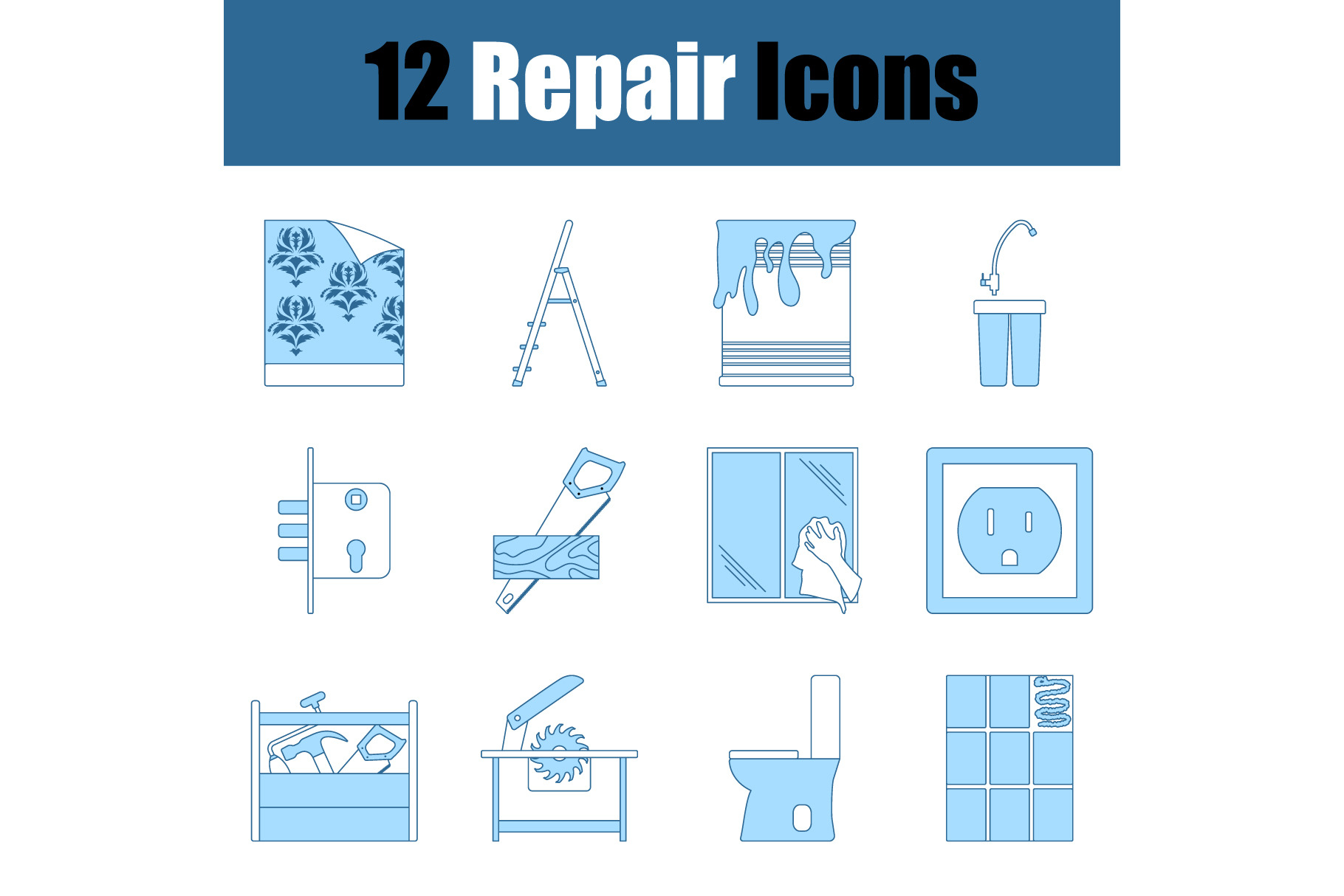 Repair Icon Set, an Outline Icon by Pavel Vectors