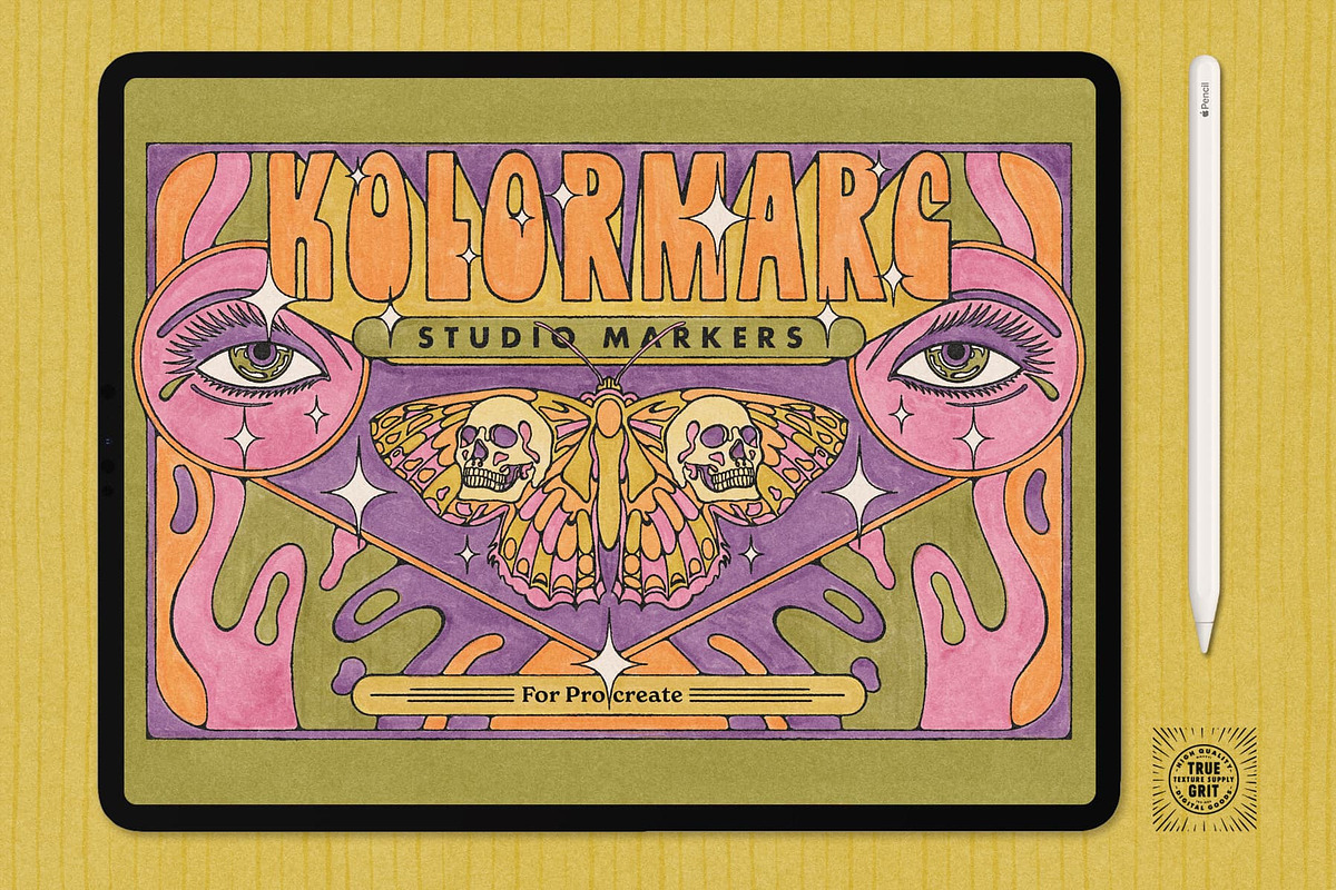 KolorMarc Markers for Procreate, a Brush Add-On by True Grit Texture Supply