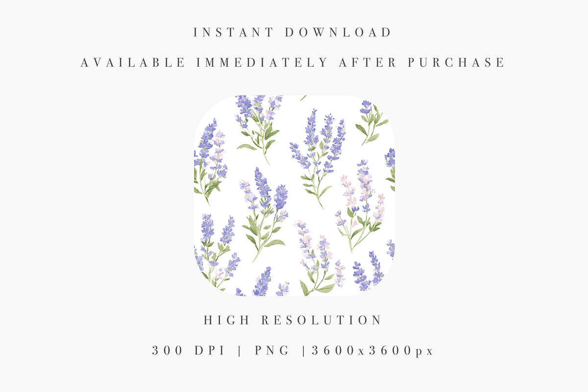 Watercolor Lavender Seamless Pattern