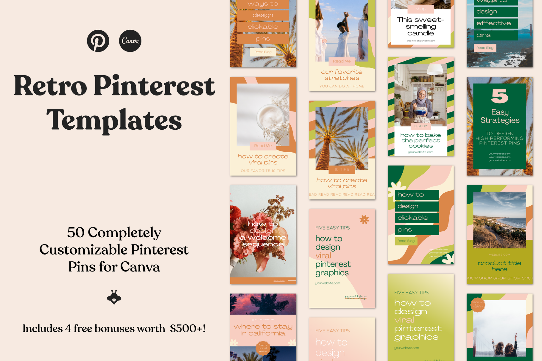 50 Retro Pinterest Templates, a Social Media Template by Lucky Bee ...
