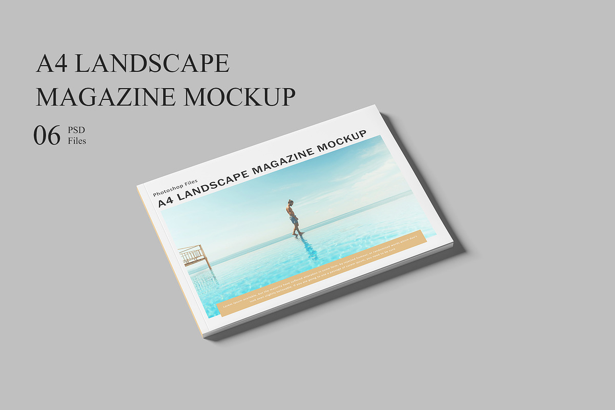 A4 Landscape Magazine Mockup, a Print Template by seramoe