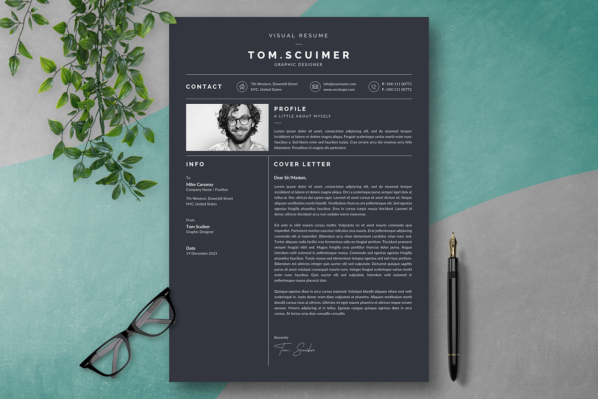 Visual Resume, a Resume Template by OrcShape | Creative Market