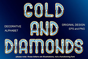 Diamonds and gold - unique font | Decorative Illustrations ~ Creative ...