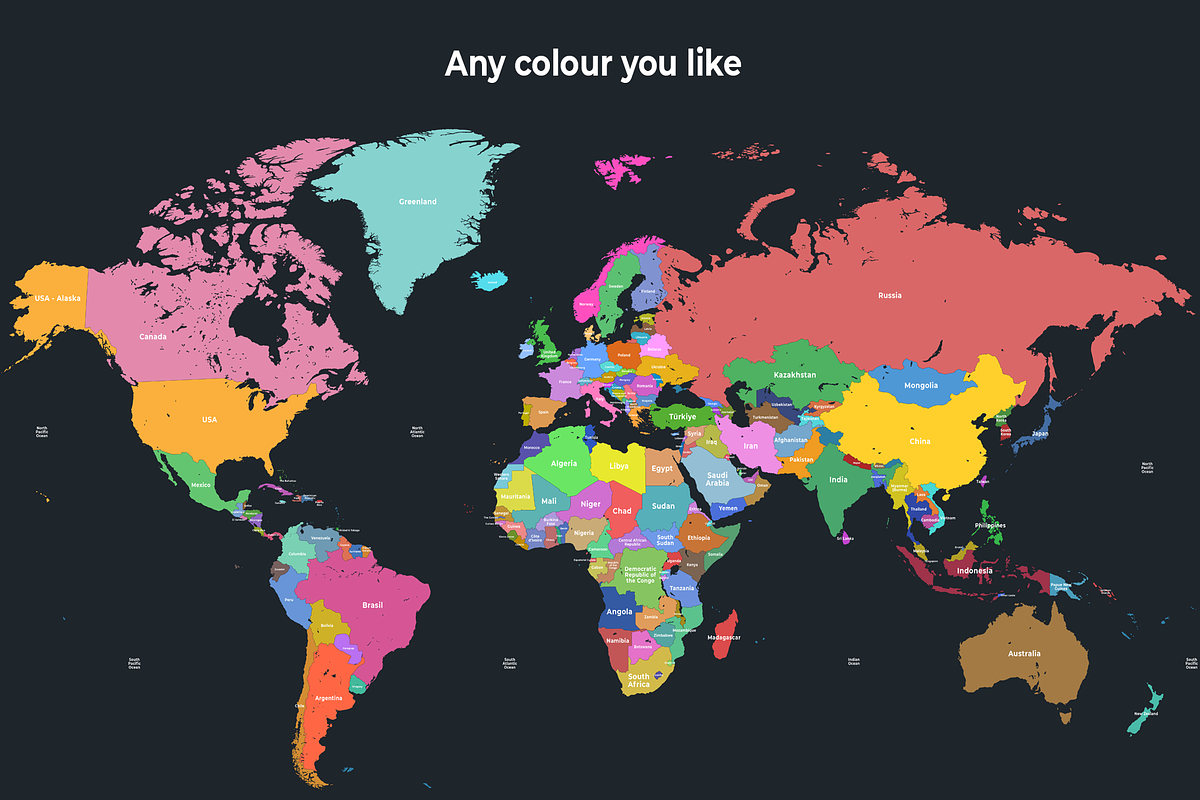 World Map - Photoshop Vector Template