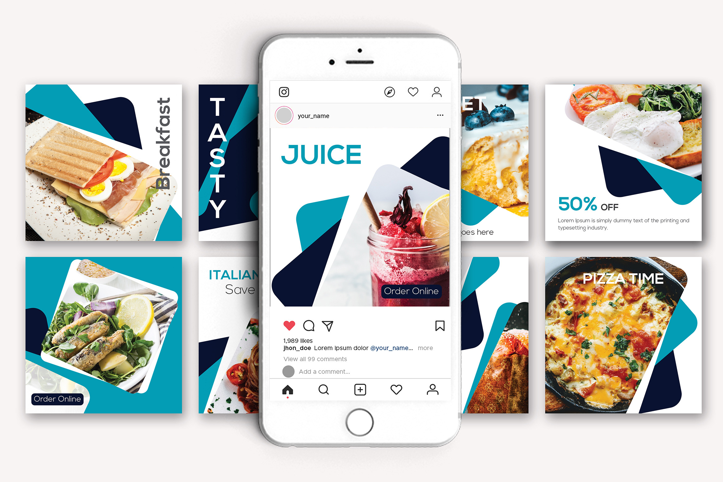Food & Restaurant Social Media Pack, a Social Media Template by ZAAS