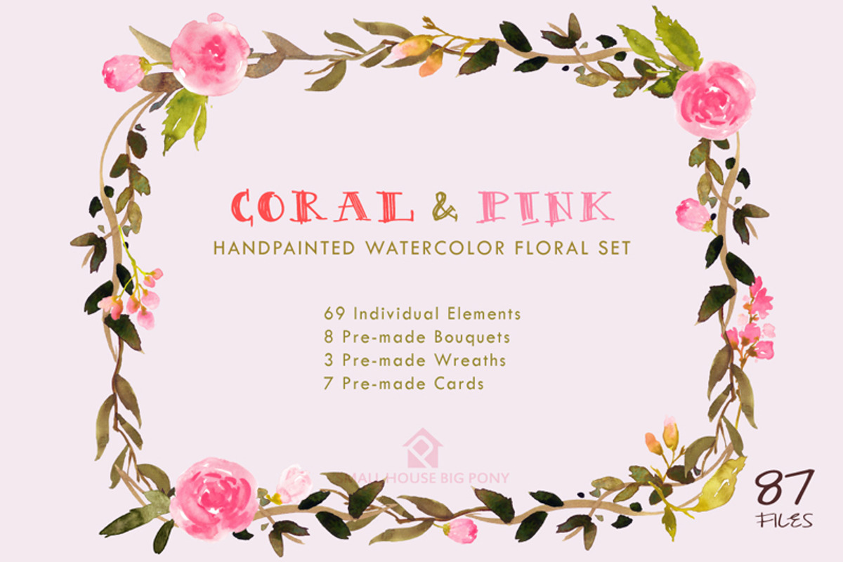 Coral & Pink - Flower Collection, an Illustration by SmallHouseBigPony