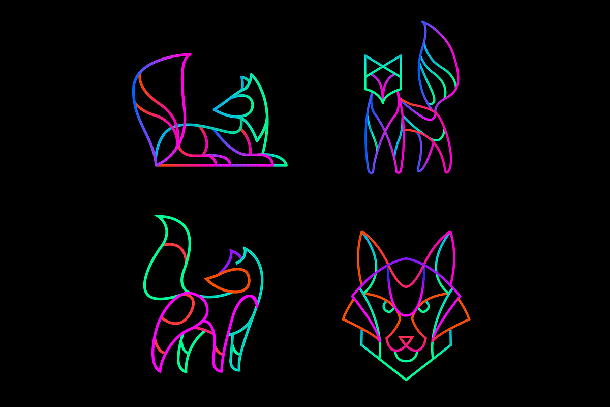 Set of neon animal logos, an Animal Illustration by Illustration.Lab