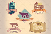 Retro-styled Rome tour labels (5x) | Illustrations ~ Creative Market