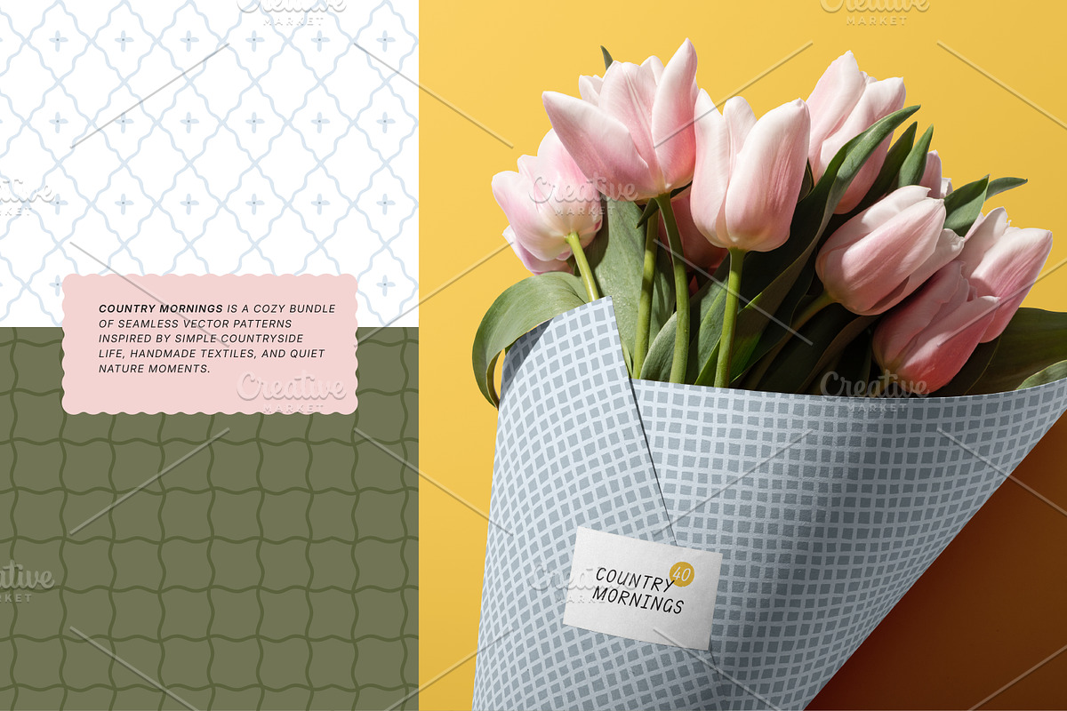 Country Mornings. Seamless Patterns