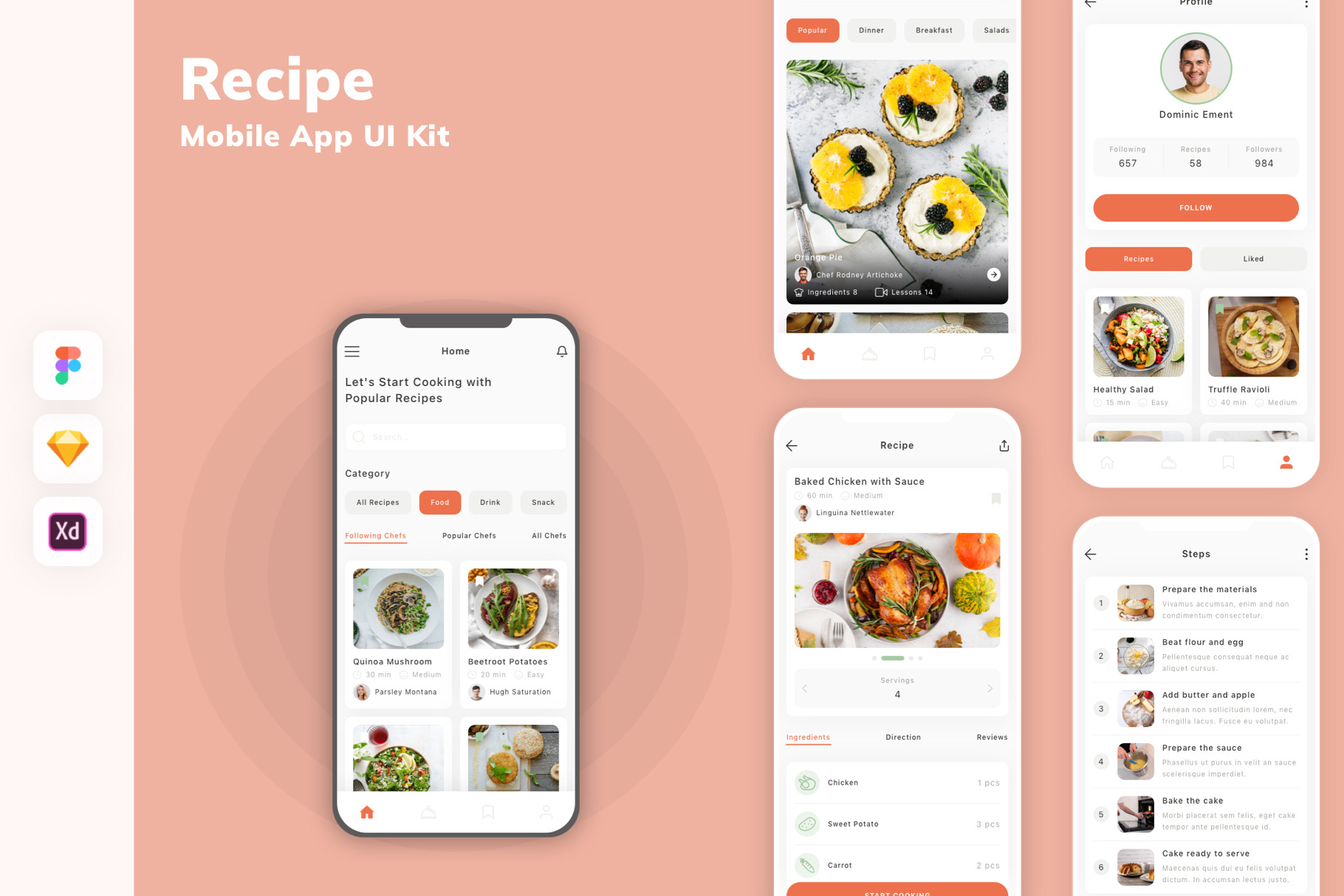 Recipe Mobile App UI Kit, an UI Kit Template by uicube