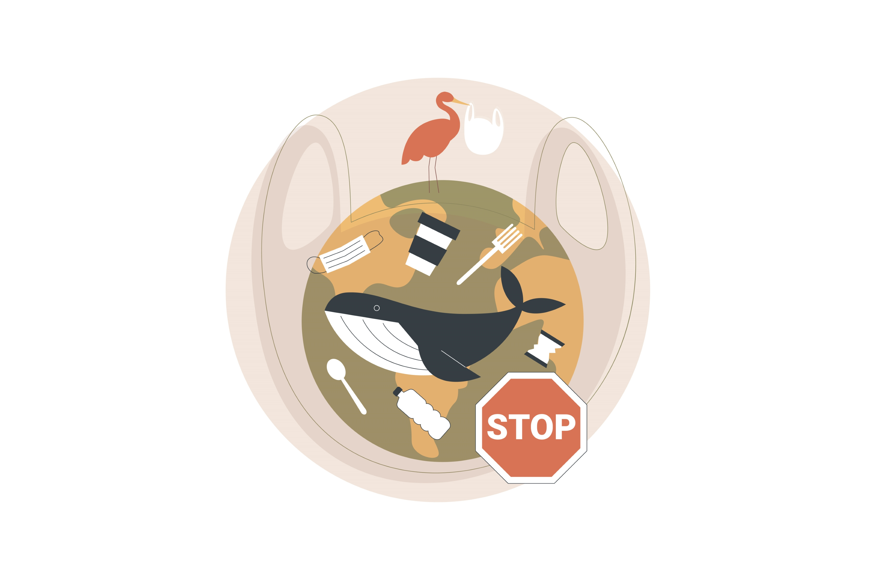 Plastic pollution abstract concept, an Illustration by Visual Generation