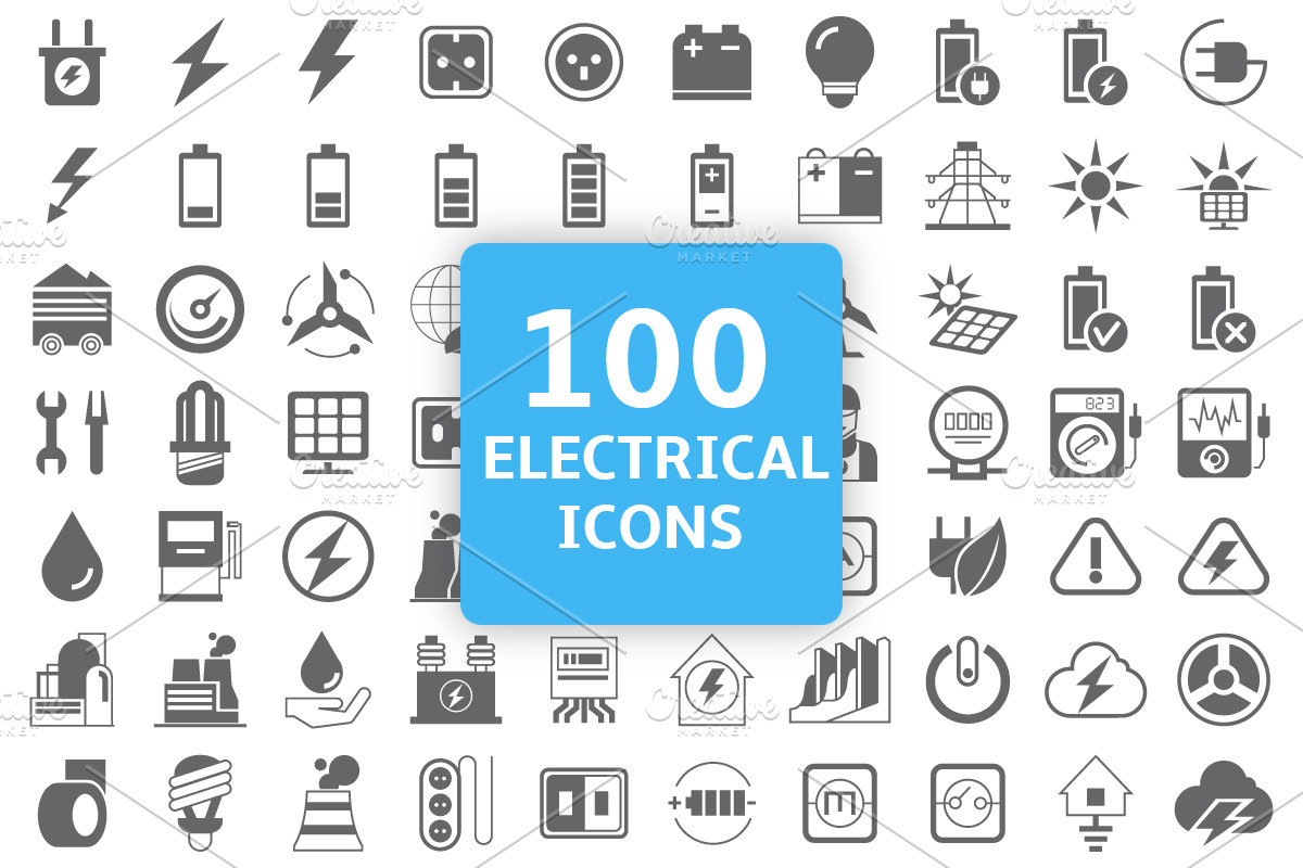 100 Electrical Icons Set, an Icon by Designfour