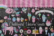 Chalkboard Unicorn Sweets Clipart, an Object Graphic by Digital Curio