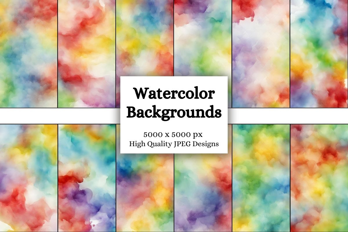 12 Exquisite Watercolor Backgrounds, a Background Graphic by Catchy Ideaz