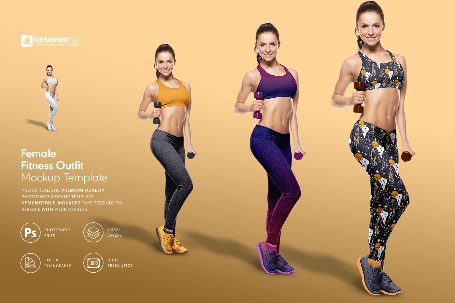 Female Fitness Outfit Mockup, a Bottom Mockup by Designertale