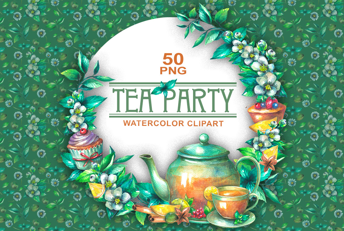 Tea Party Watercolor Clipart, an Illustration by FITALARTSNEDIGI
