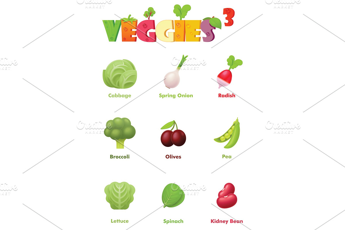 Vector vegetables icon set, an Icon by tele52