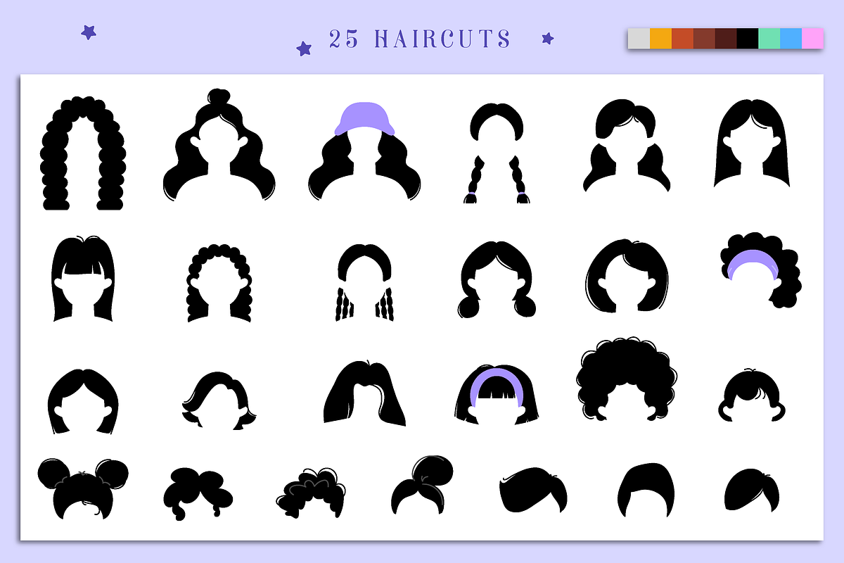 Woman face icon avatar building kit