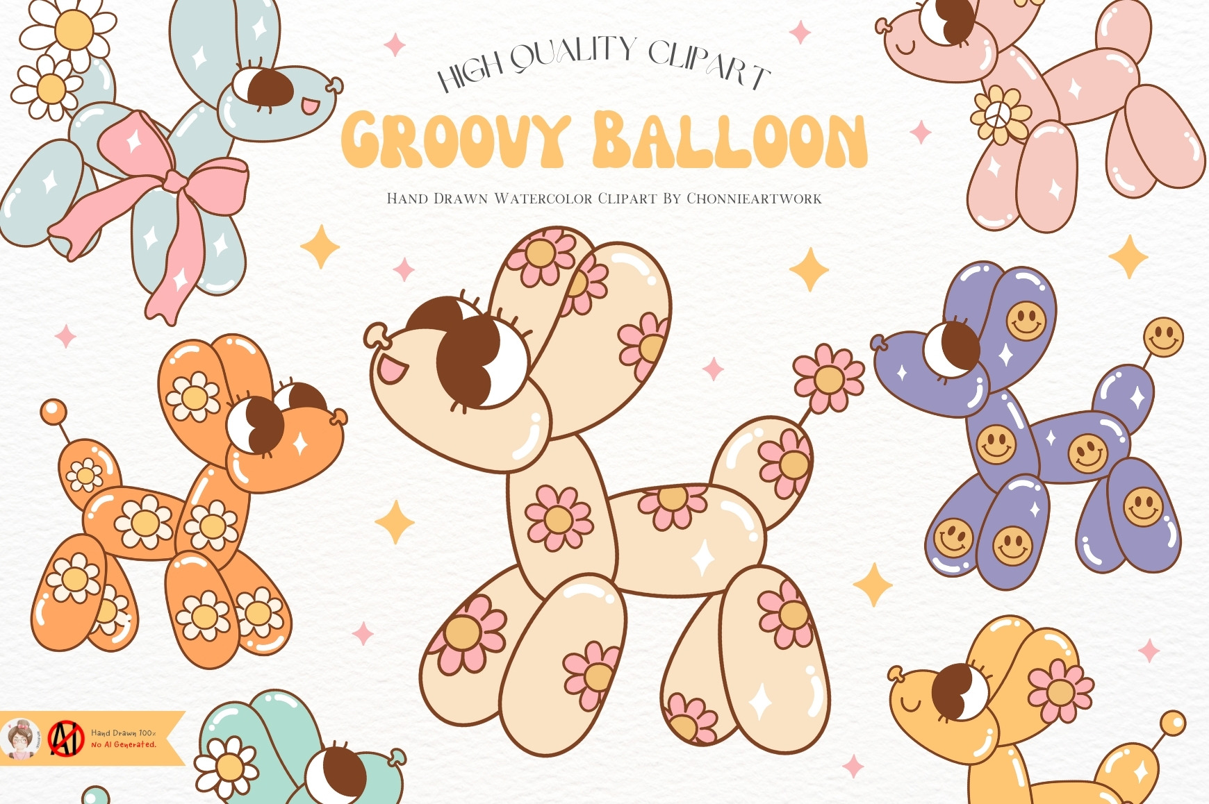 Groovy Balloon Clipart, Groovy | Object Illustrations ~ Creative Market