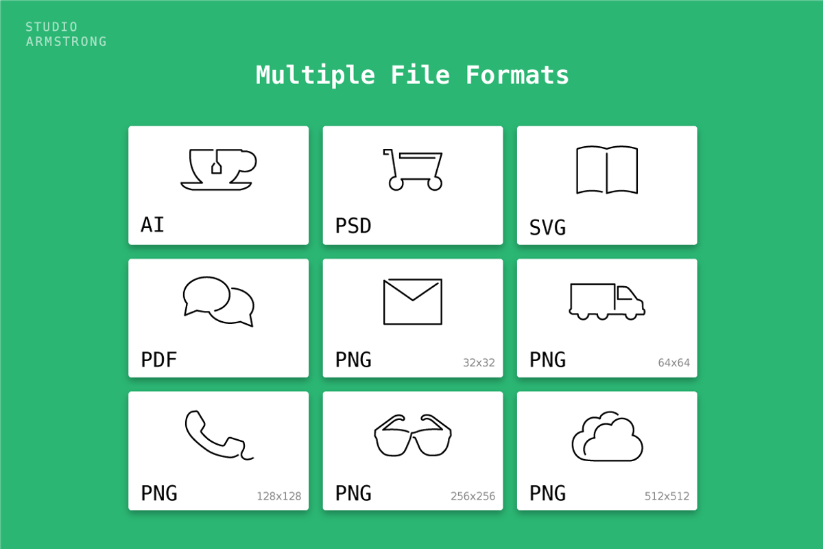Continuous Line Icons, an Outline Icon by Studio Armstrong | Creative ...