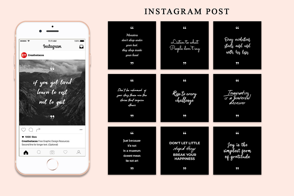 65 Inspirational Quotes Pack, a Social Media Template by Creativetacos