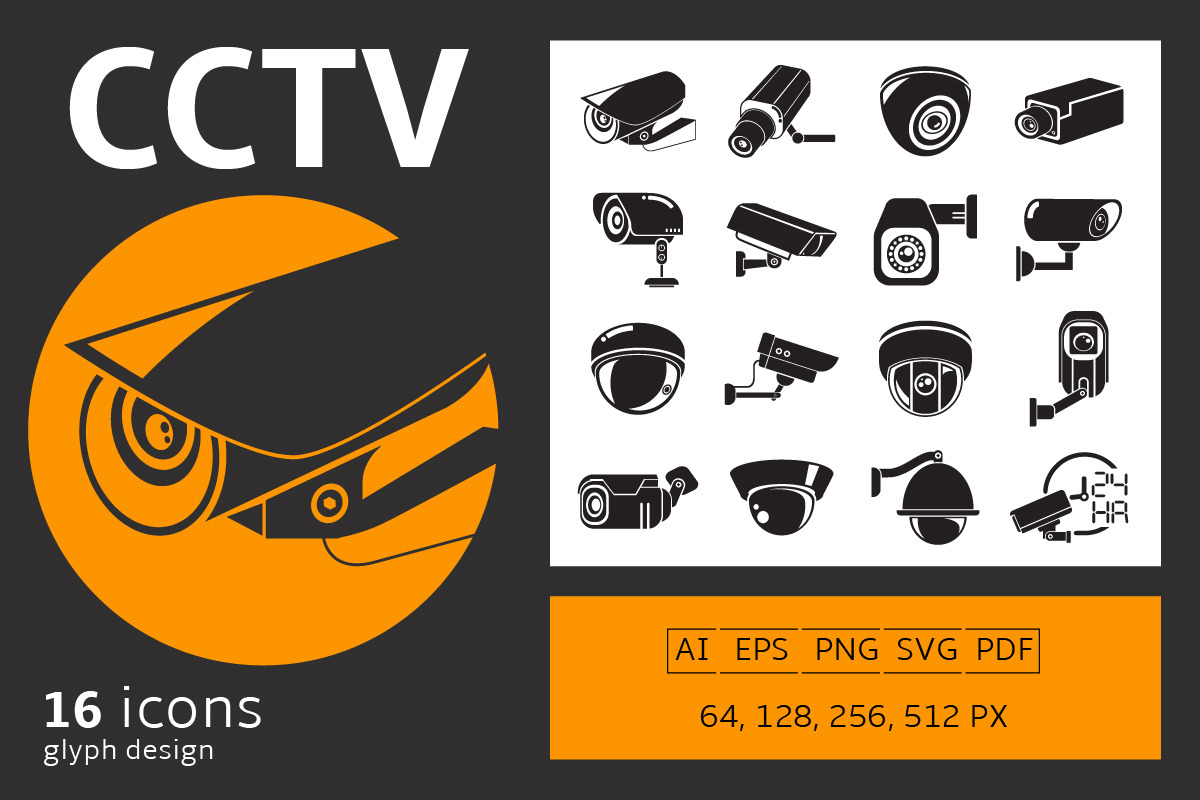 CCTV security camera icons set, an Icon by Designfour