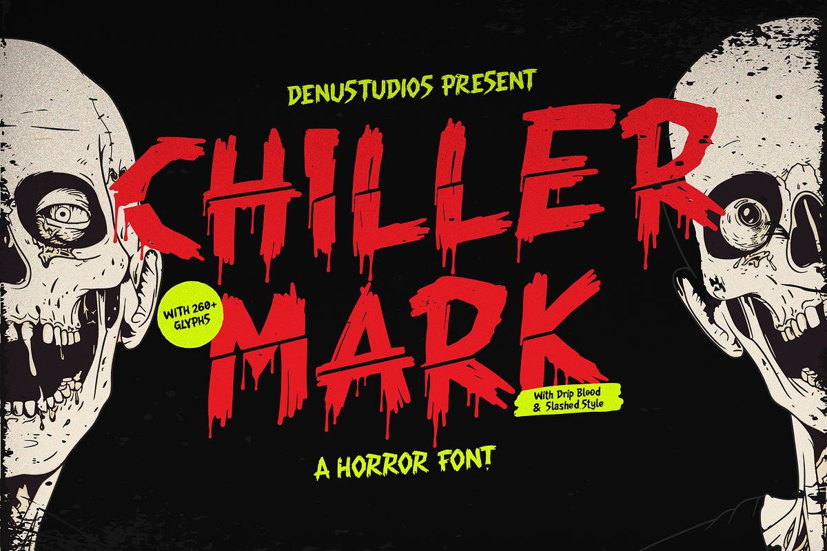 Chiller Mark | Horror Font, a Handwritten Font by Denustudios