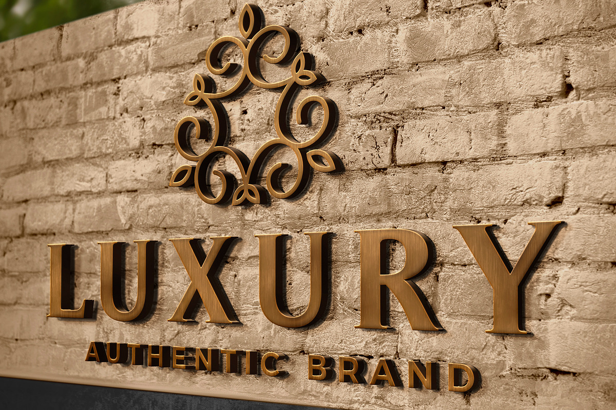 3D Brick Wall Metal Logo Mockup, a Product Mockup by GfxFoundry