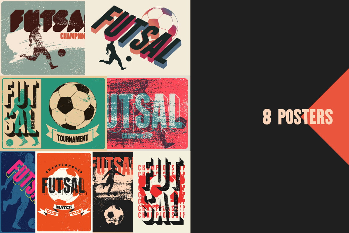 Futsal vector posters with player., a Decorative Illustration by PoPaShop